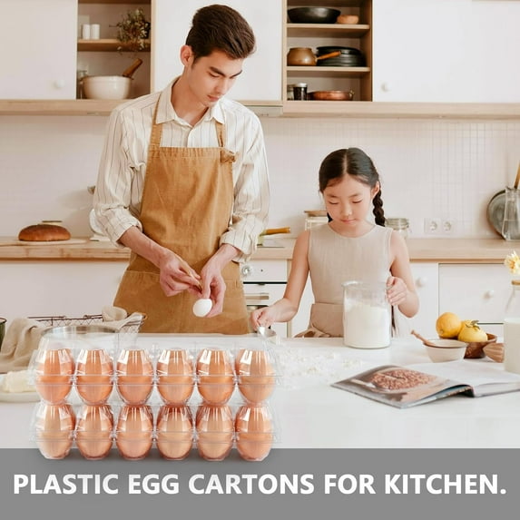60PCS Clear Egg Cartons for Medium Eggs with Labels - Bulk Reusable ...