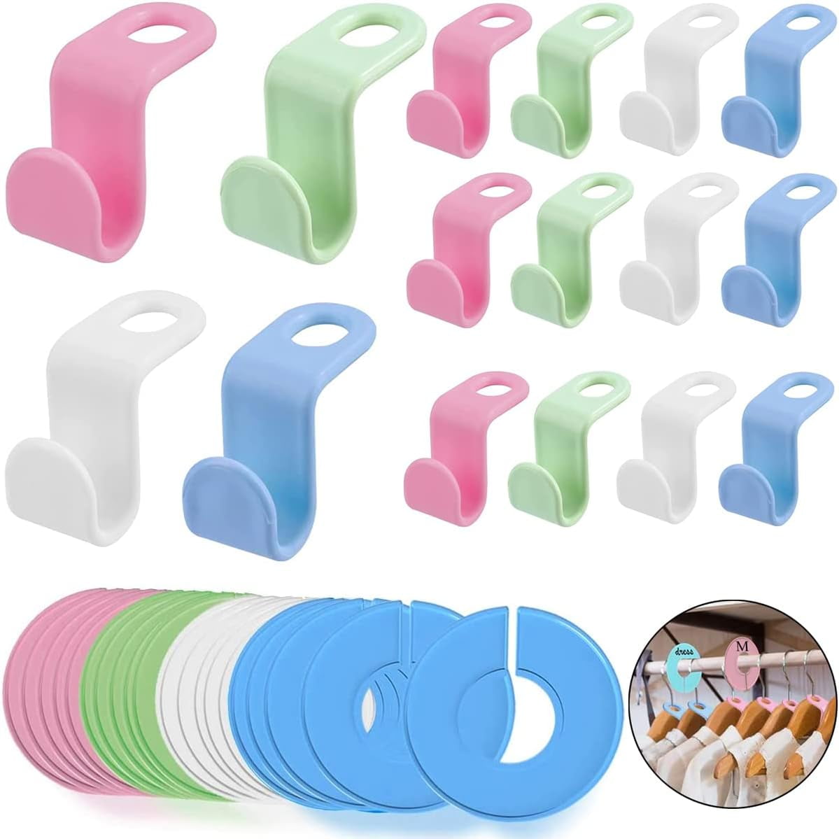 60PCS Clothes Hanger Connector Hooks, Cascading Clothes Hangers for ...