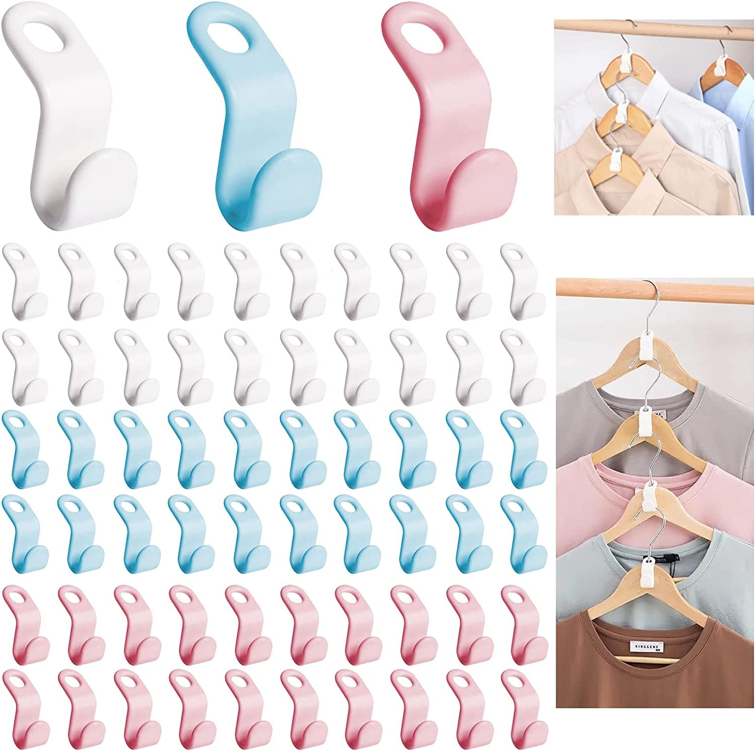 60PCS Clothes Hanger Connector Hooks,Thickened Hanger Hooks for Clothes ...