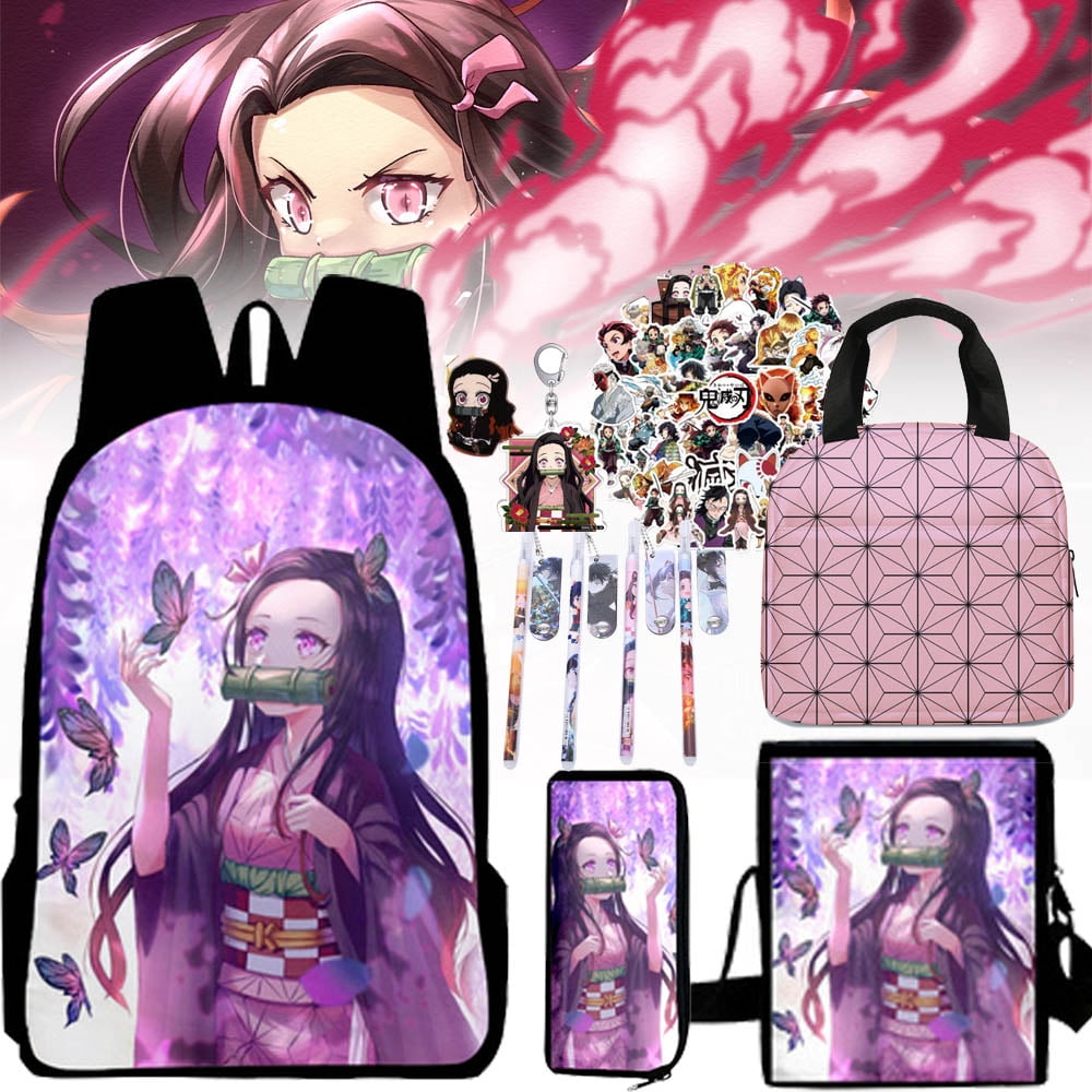 60PCS Comic Print Backpack Anime Demon Slayer Kimetsu No Yaiba Package ...