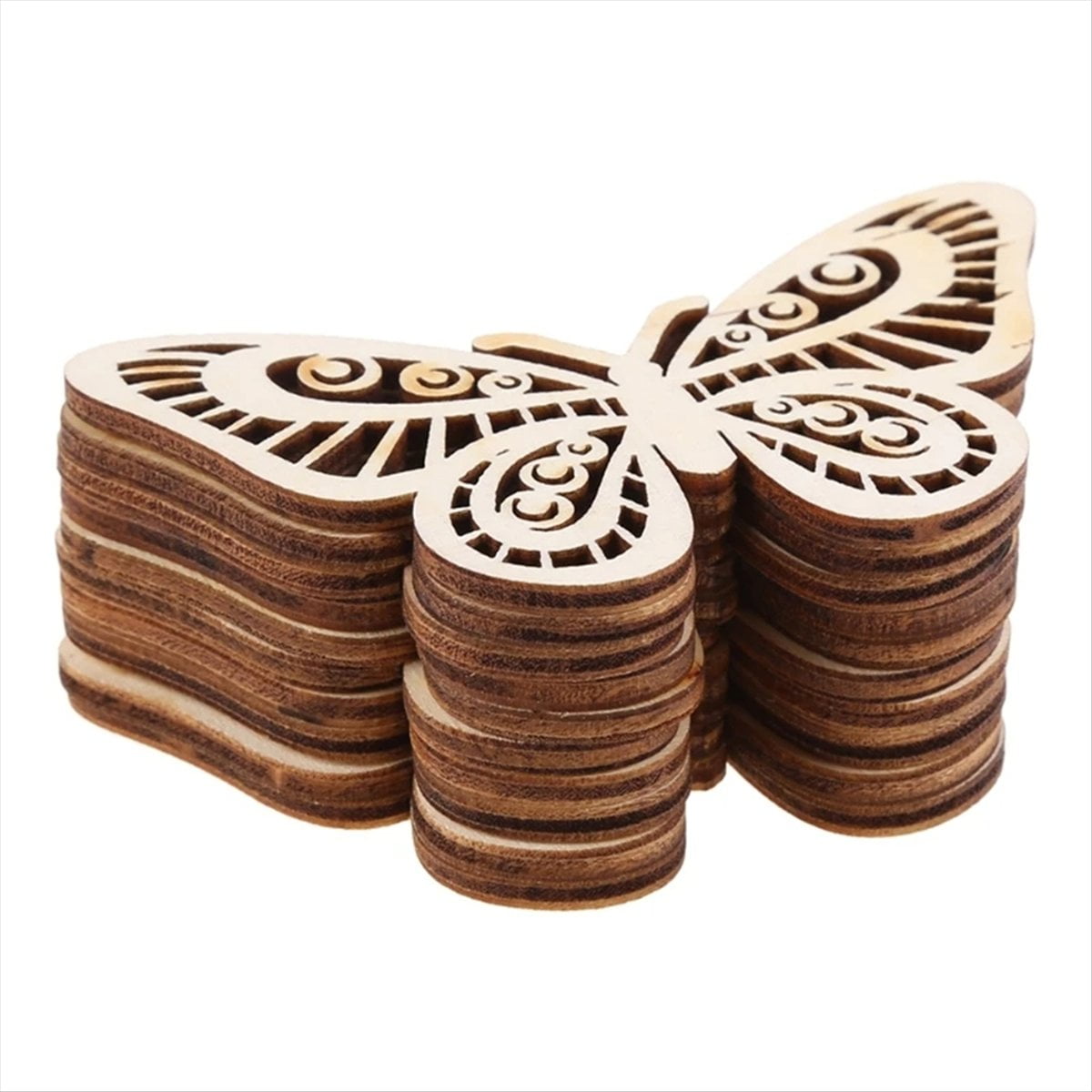 60PCS Cut Butterfly Embellishment Wooden Craft Wedding Decor Wooden ...