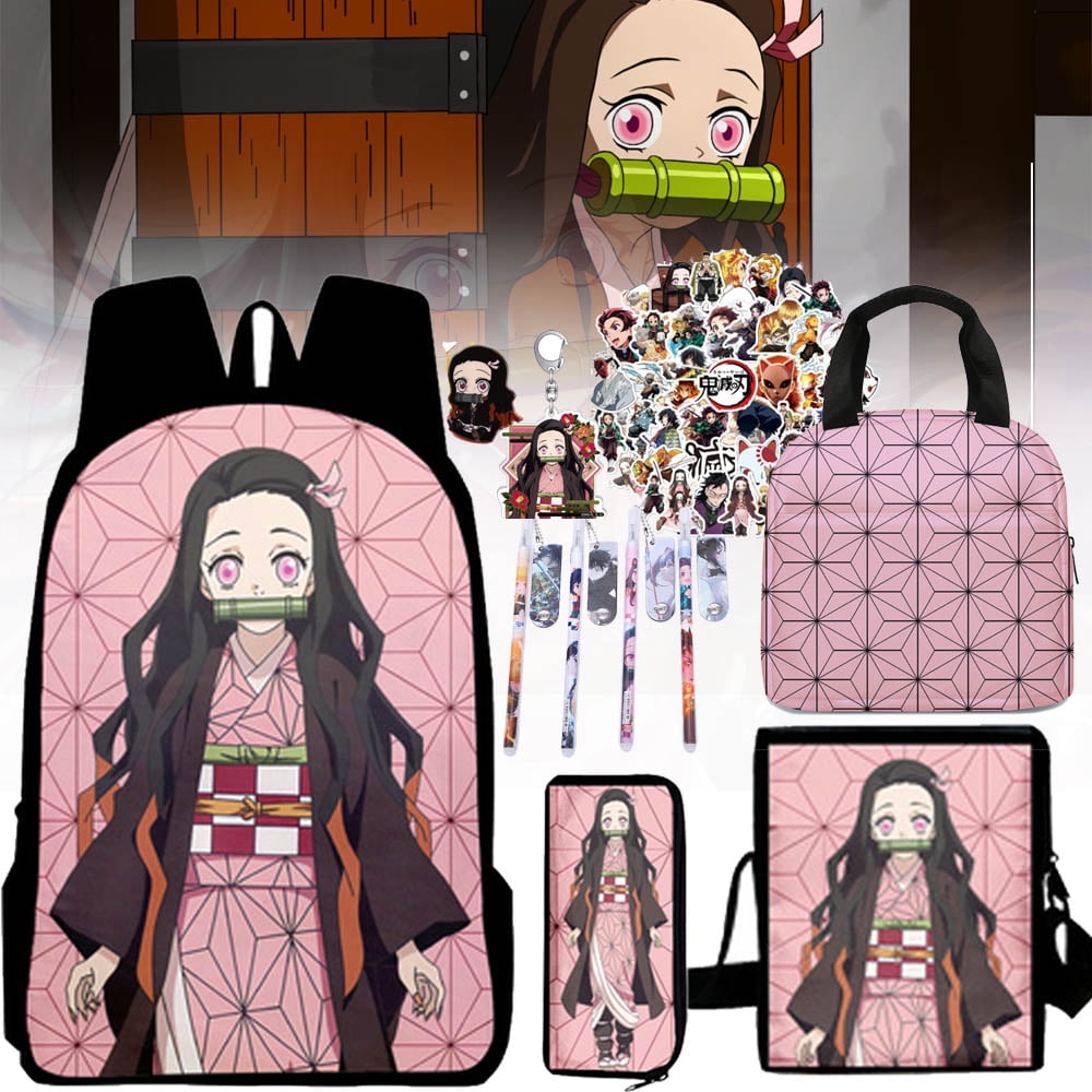 60PCS Demon Slayer Anime Backpack Cosplay Unisex Students School Bag ...