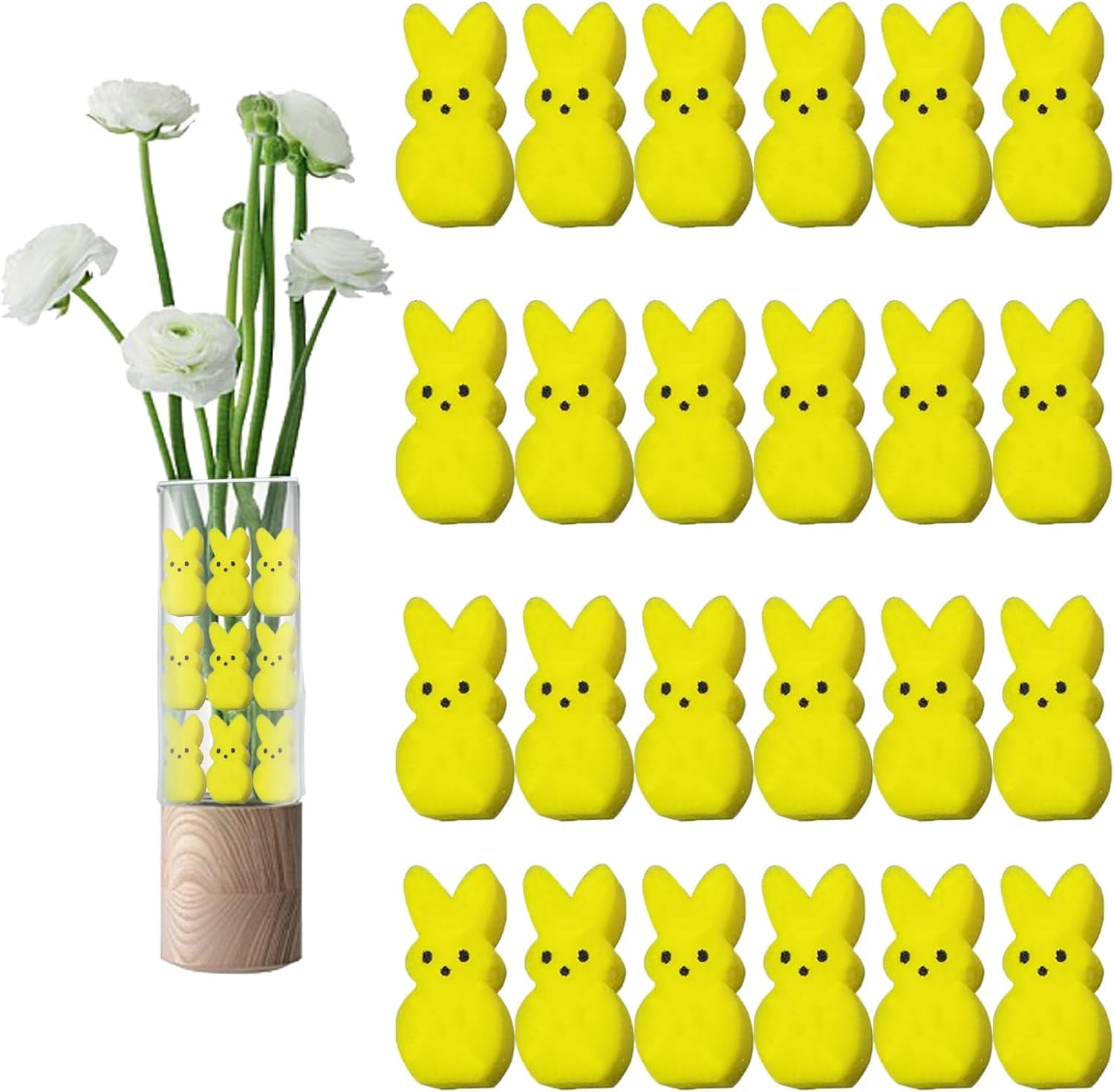 60PCS Easter Sponge Bunnies Vase Filler, 4 Colors Easter Decorations ...