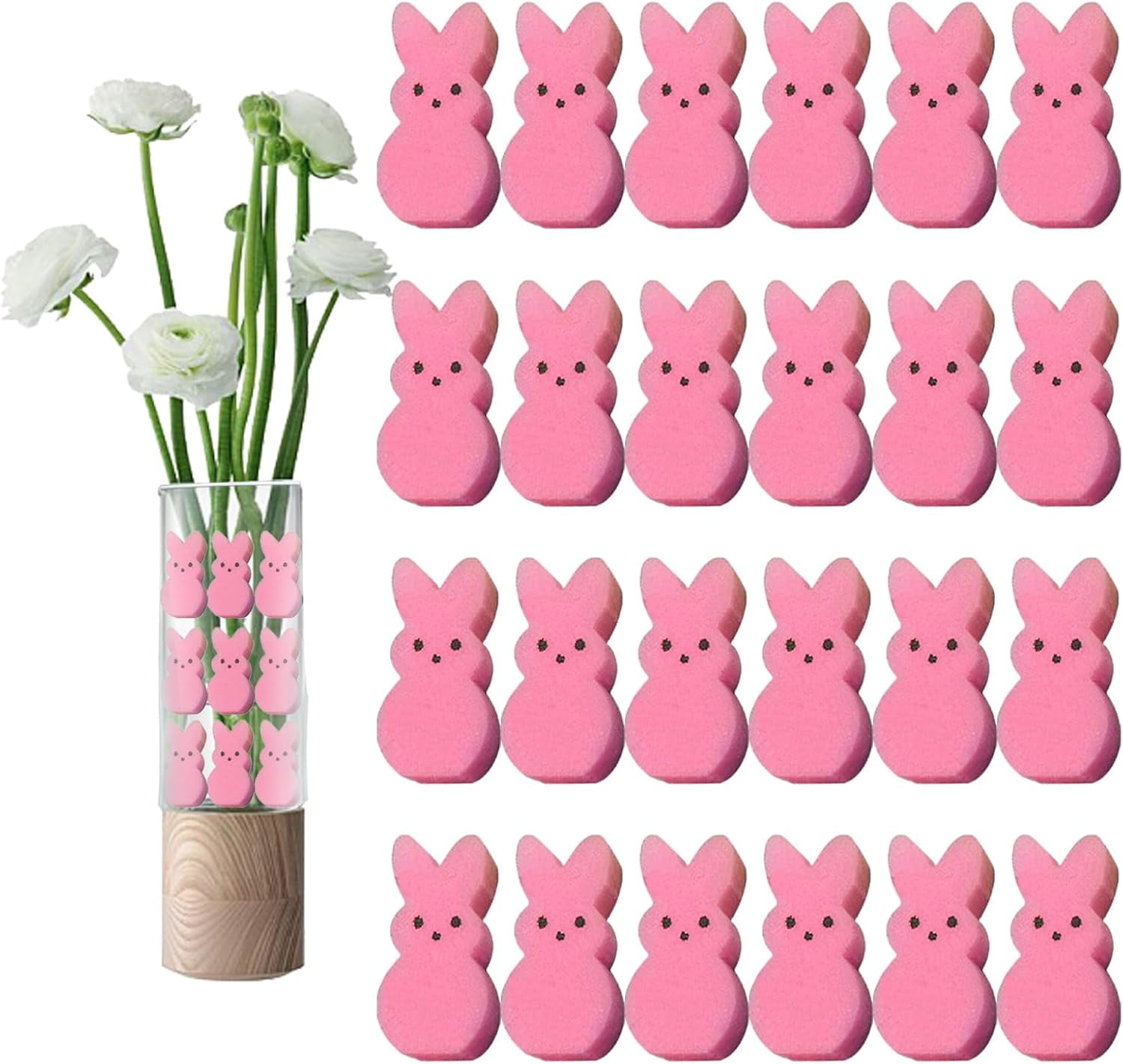 60PCS Easter Sponge Bunnies Vase Filler, 4 Colors Easter Decorations ...