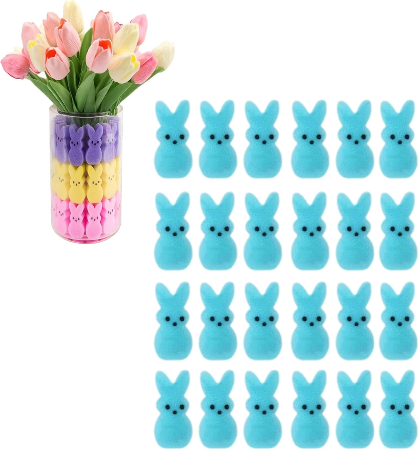 60PCS Easter Sponge Bunnies Vase Filler, 4 Colors Easter Decoration ...