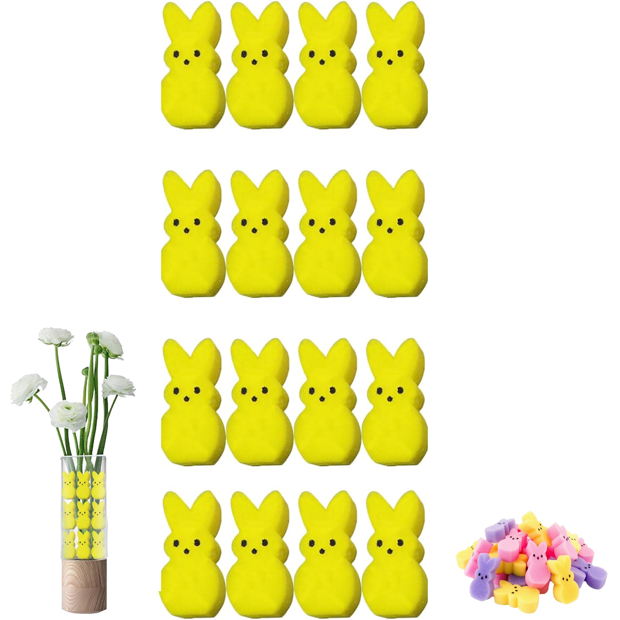 60PCS Easter Sponge Bunnies Vase Filler, 4 Colors Easter Decoration ...