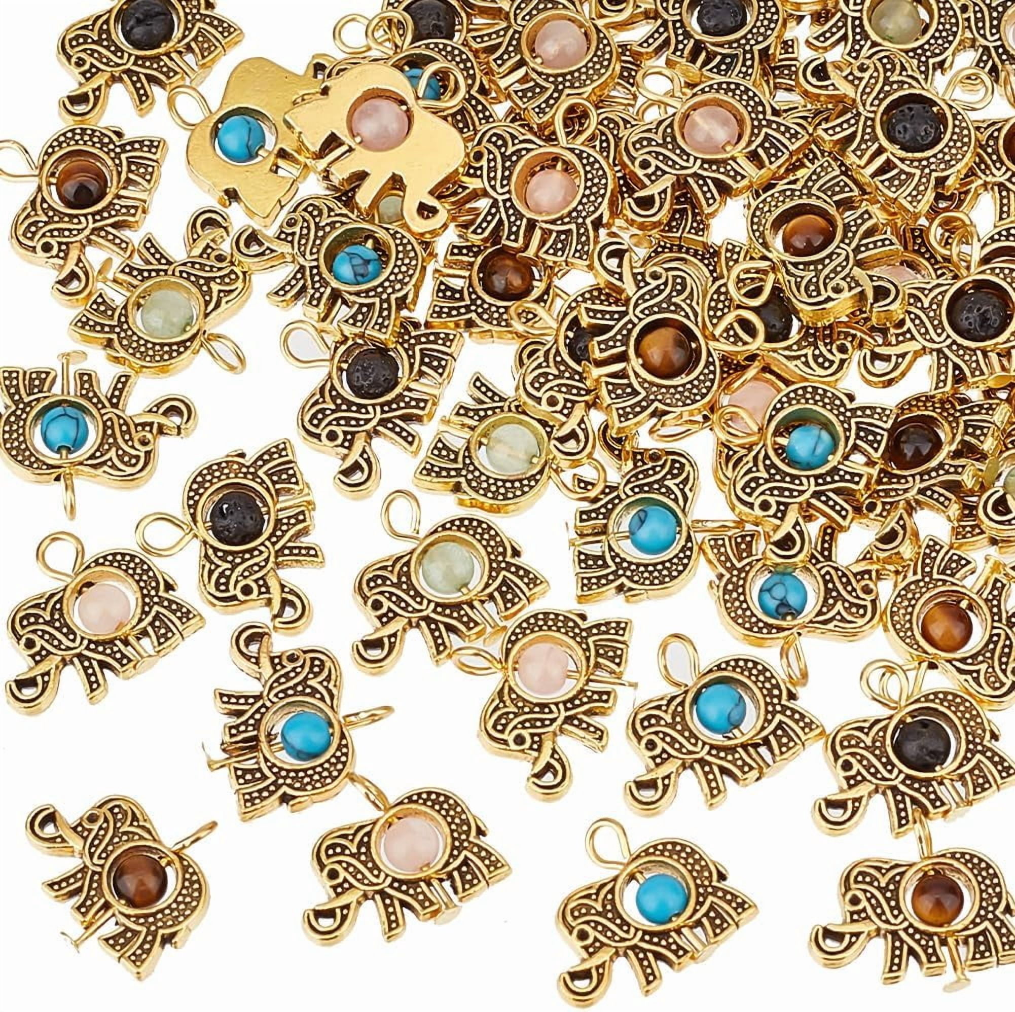 60PCS Elephant Charms Gemstone Alloy Elephant Animal Charms Pendant ...