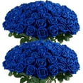 60PCS Fake Blue Roses, Artificial Blue Flowers, Silk Faux Rose with ...