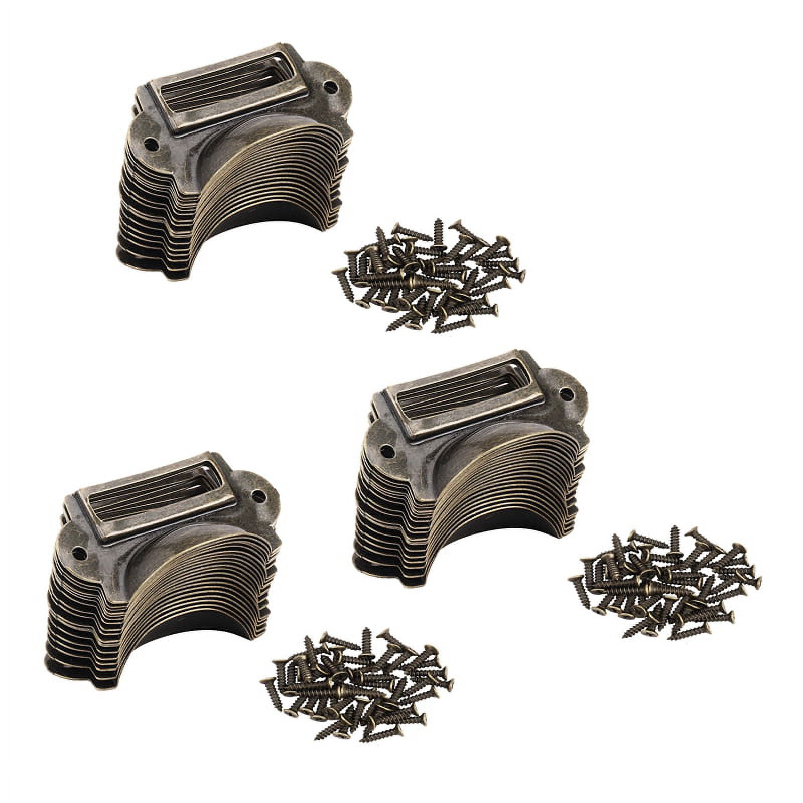 60PCS File Name Card File Cabinet Handles Label Holder Antique Bronze ...