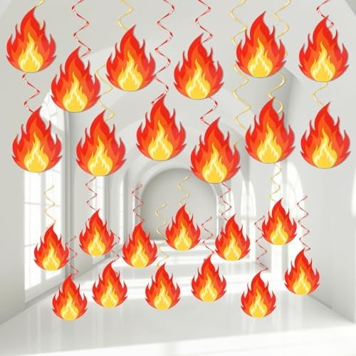 60PCS Fire Truck Hanging Swirls Firetruck Birthday Flame Decorations ...