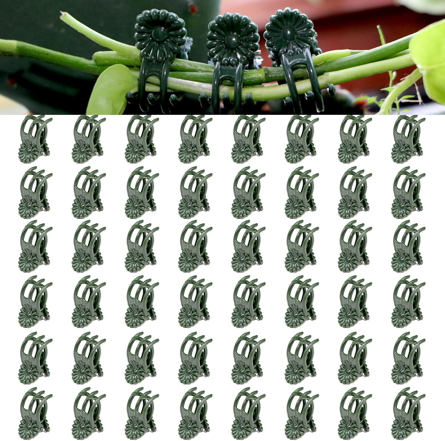 60PCS Green Plant Clips Orchid Flowers Support Clamp Climbing Vine Stem ...
