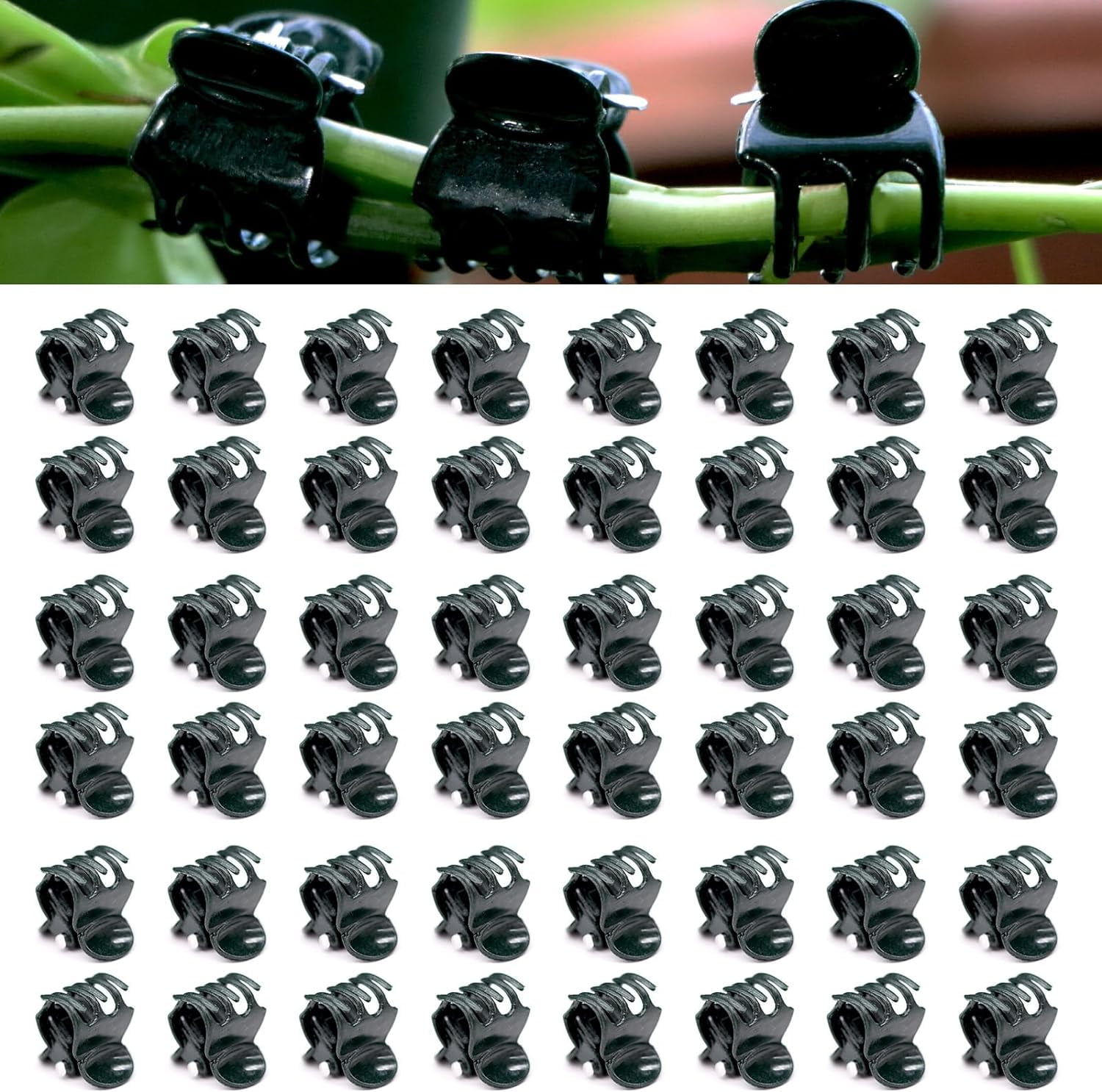 60PCS Green Plant Clips Orchid Flowers Support Clamp Climbing Vine Stem ...