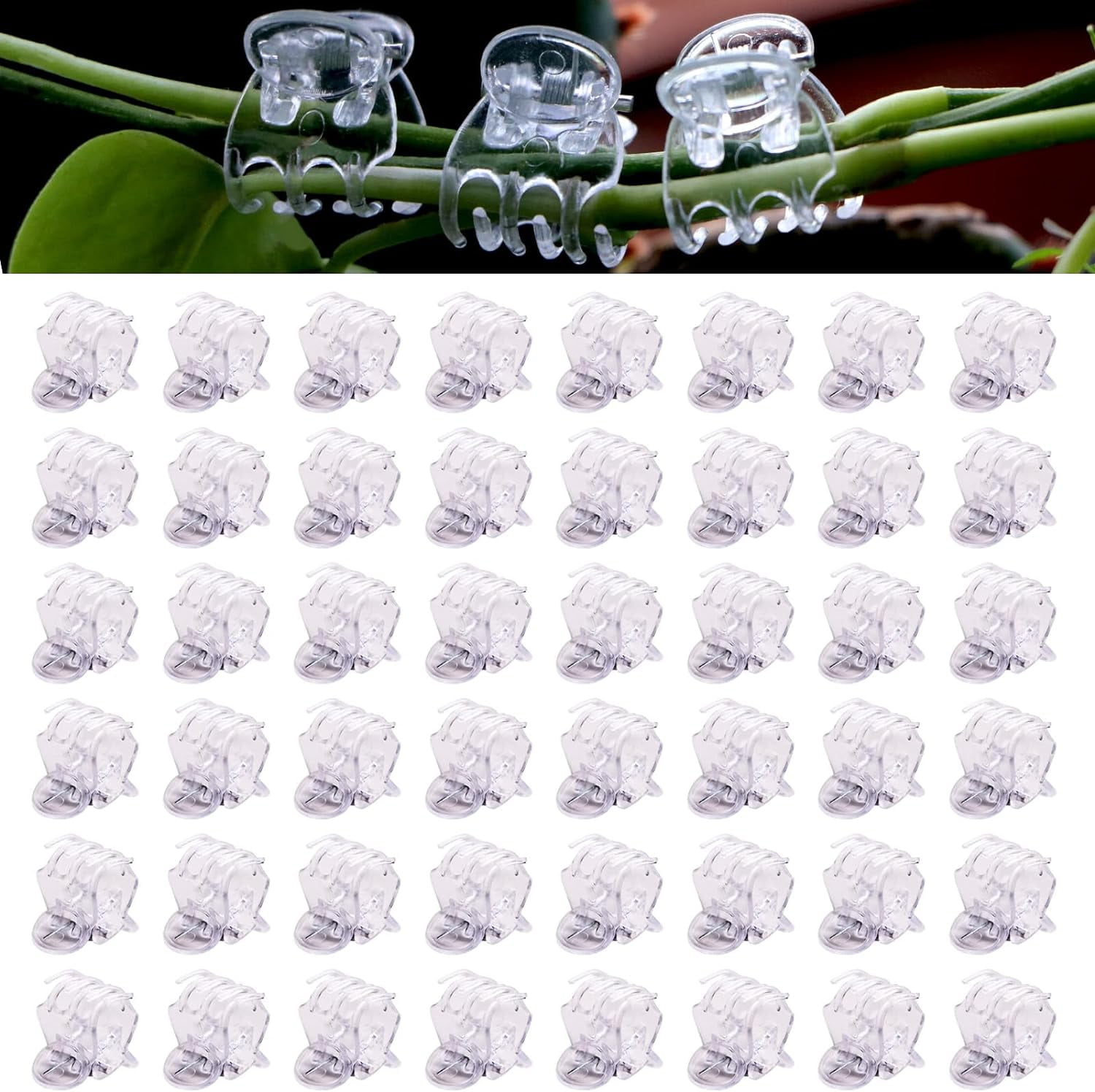 60PCS Green Plant Clips Orchid Flowers Support Clamp Climbing Vine Stem ...