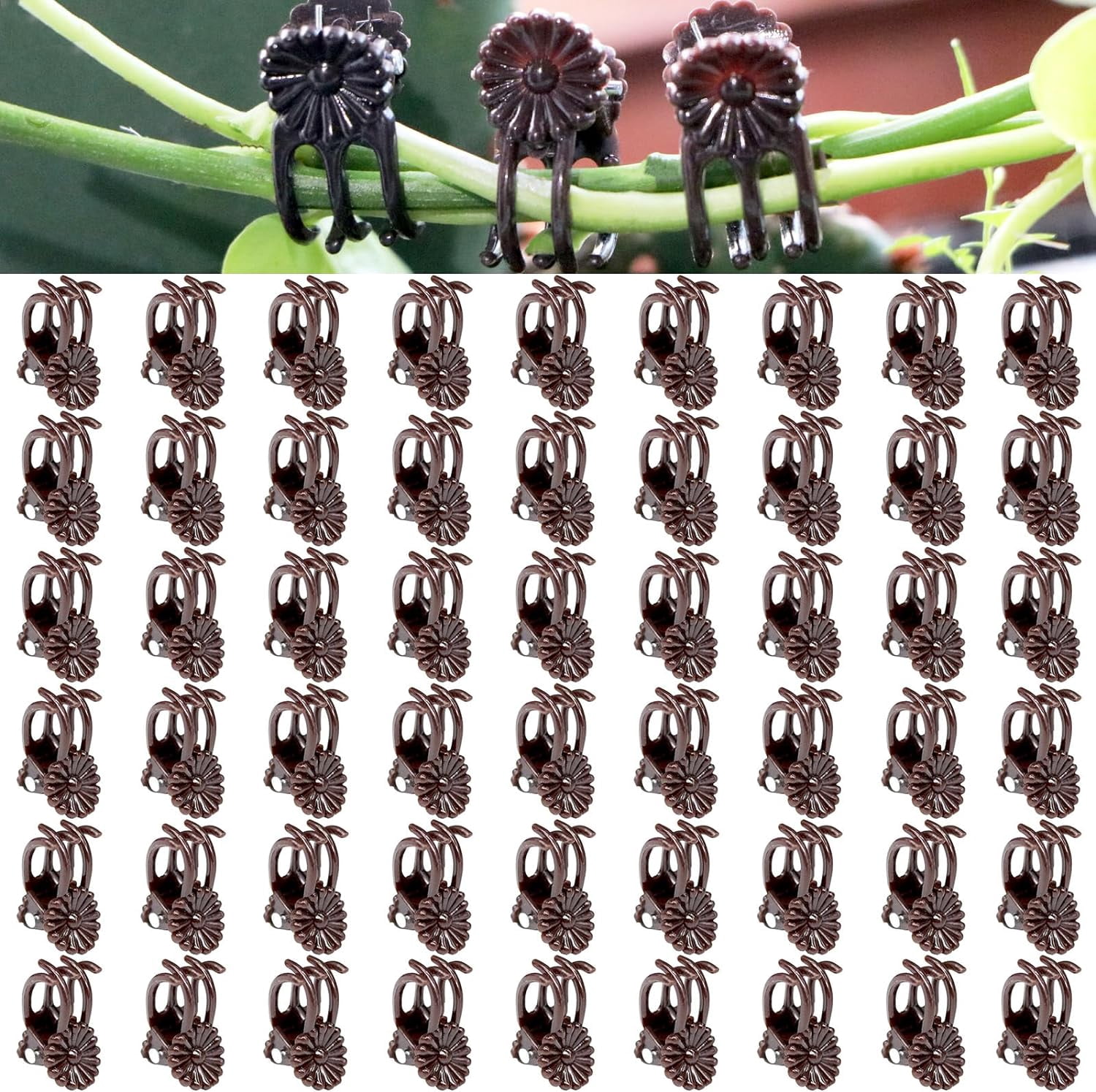 60PCS Green Plant Clips Orchid Flowers Support Clamp Climbing Vine Stem ...