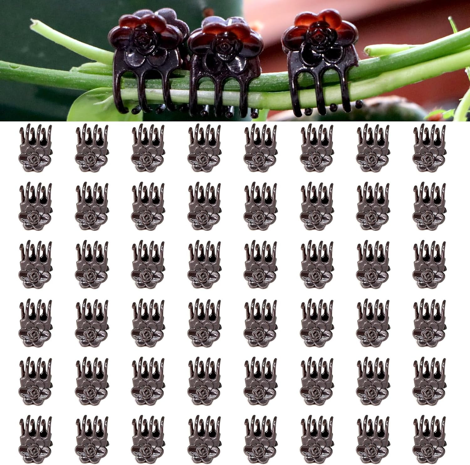 60PCS Green Plant Clips Orchid Flowers Support Clamp Climbing Vine Stem ...