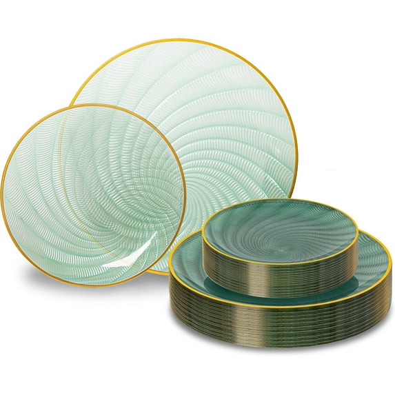60PCS Green Plastic Plates for Party, Heavy Duty Disposable Plate with ...