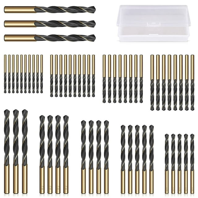 60PCS Titanium Shank HSS Drill Bit Set, 1-6mm High Speed Steel Bits for ...