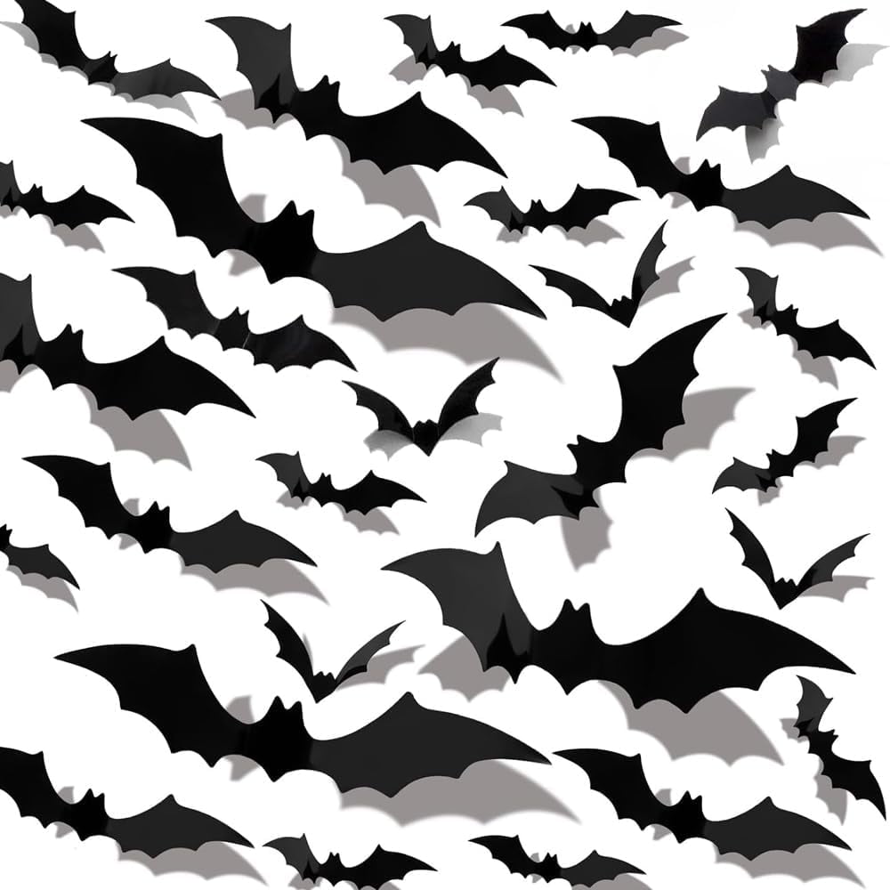 60PCS Halloween 3D Bats Decoration Halloween Large Bats Wall Decor 4 ...