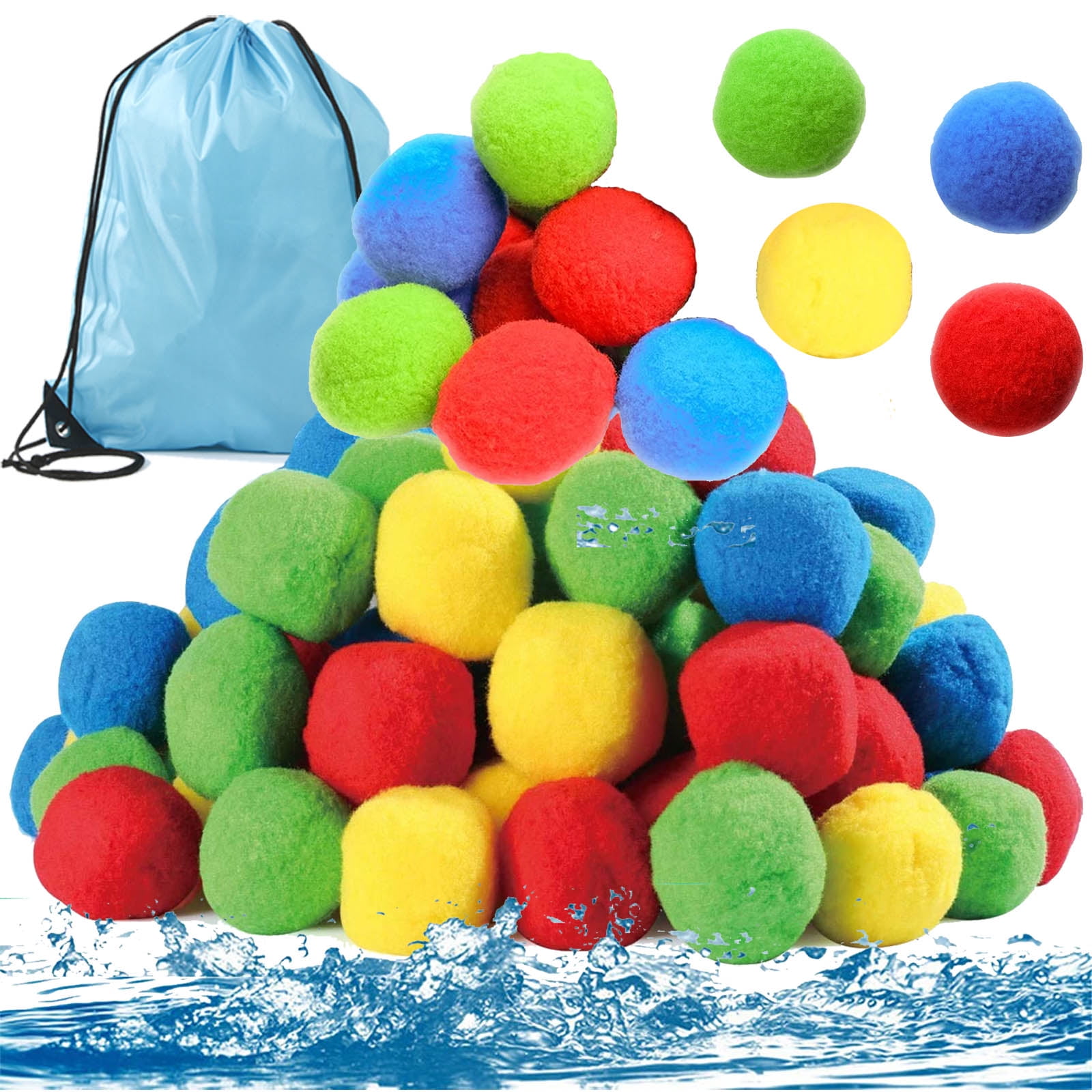60PCS Kids Water Bomb Splash Balls Fight Games W/Backpack, Reusable ...
