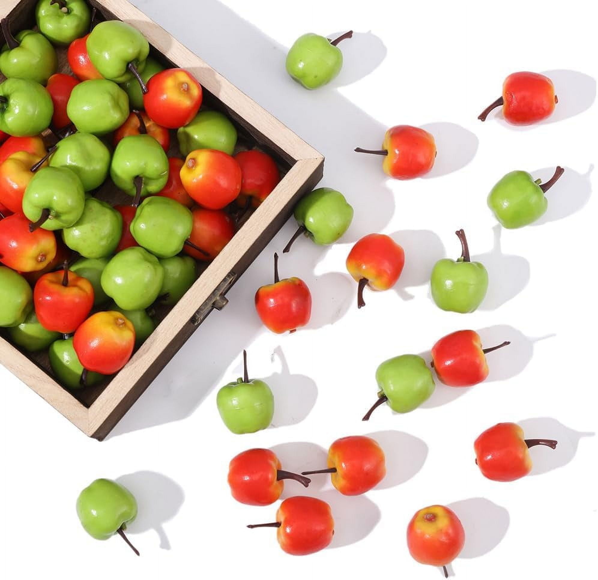 60PCS Mini Artificial Fake Fruit Simulation Green and Red Apples Fake ...