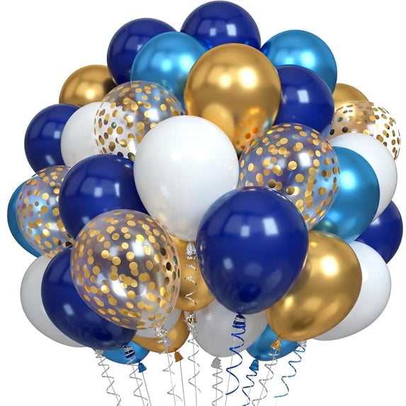 60PCS Navy Blue Gold White Balloon Garland Kit, 12 Inch Metallic ...