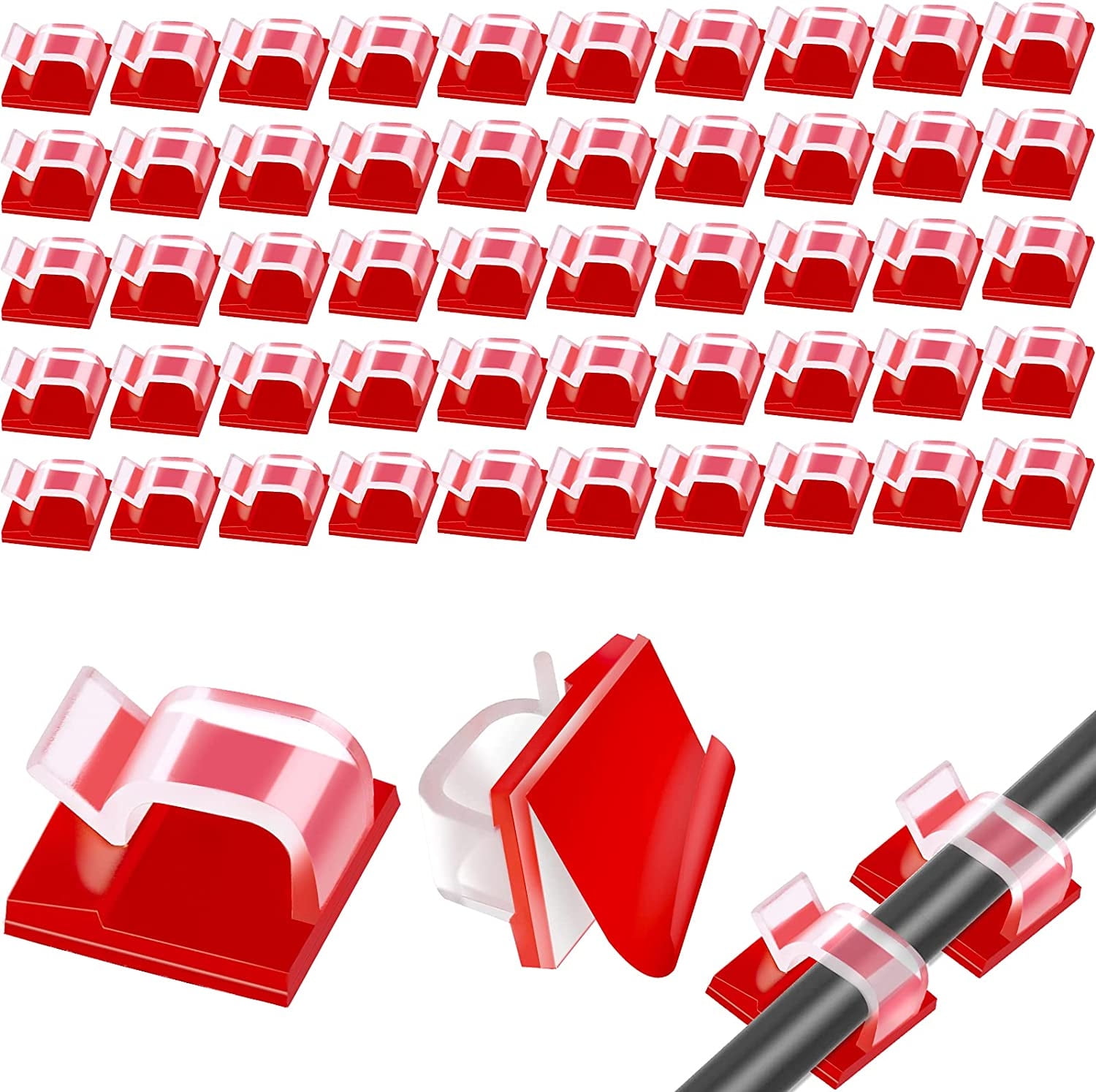 60PCS Outdoor Cable Clips with Adhesive Tapes Light Clips Decoration ...