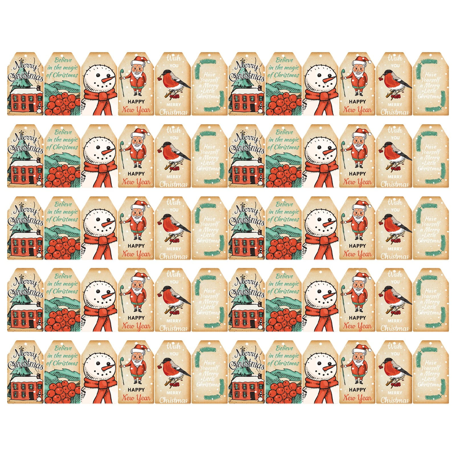 60PCS Paper Christmas Tags, Xmas Brown Tags with Jute for DIY Holiday ...