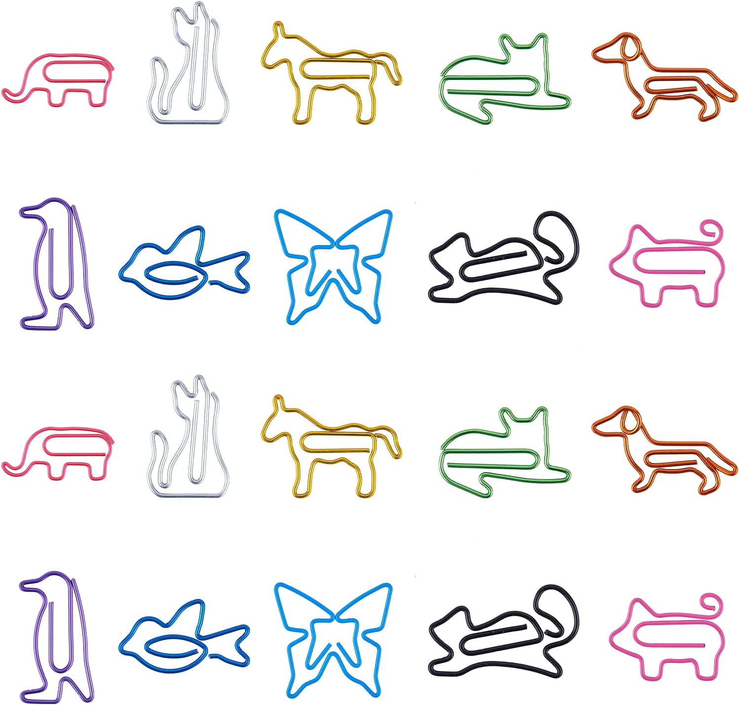 60PCS Paper Clips Assorted Colors Animal Shaped Paperclip Fun Paper ...