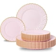 60PCS Pink Scalloped Plastic Plates with Gold Rim, Disposable Elegant ...