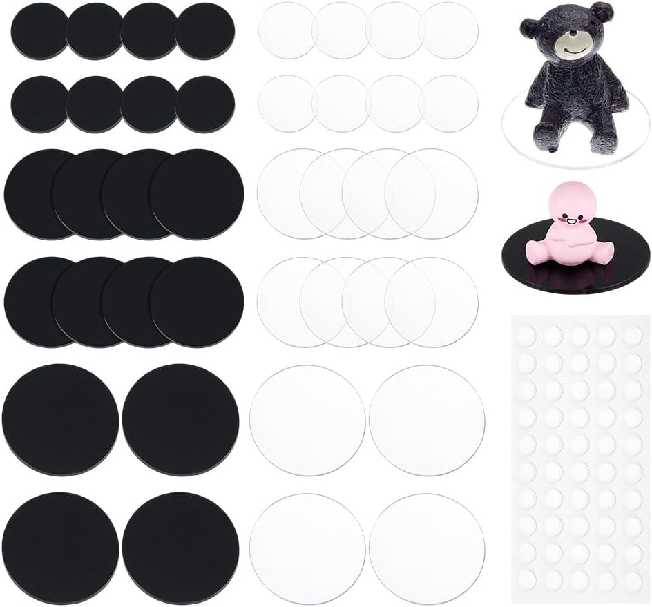 60PCS Round Figure Stands 25mm 40mm 50mm Acrylic Miniature Bases 2mm ...