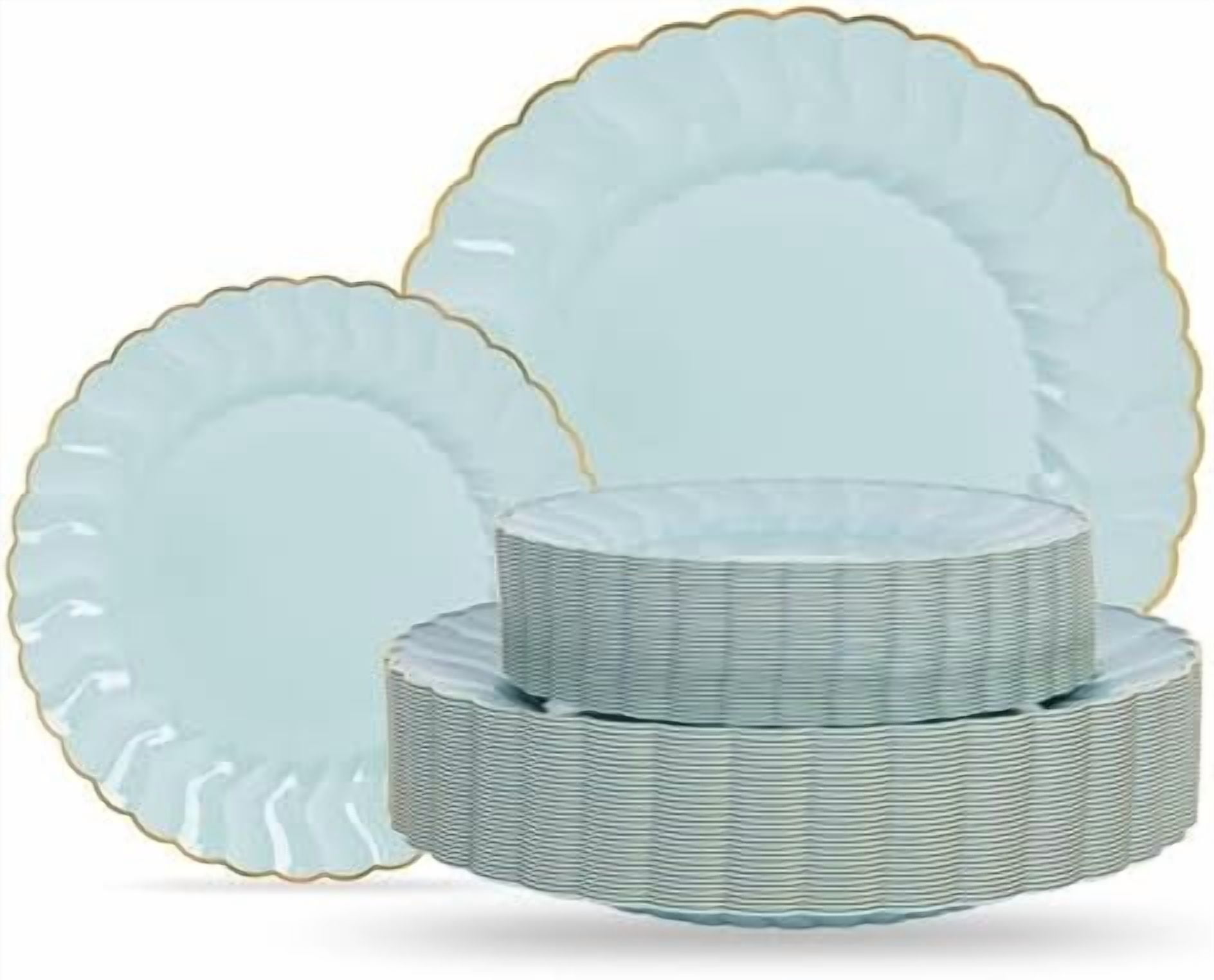 60PCS Sage Green Plastic Plates with Gold Rim, Includes 30PCS Dinner ...