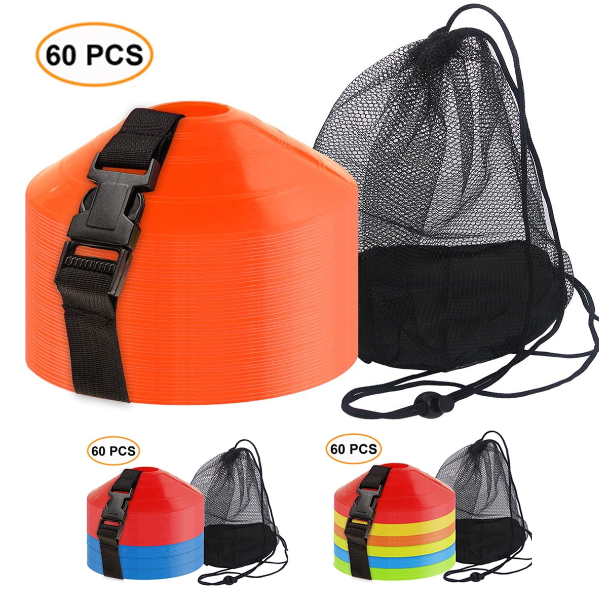 60PCS Soccer Disc Cones with Bag - Agility Training Equipment for Football, Basketball, Skating ...