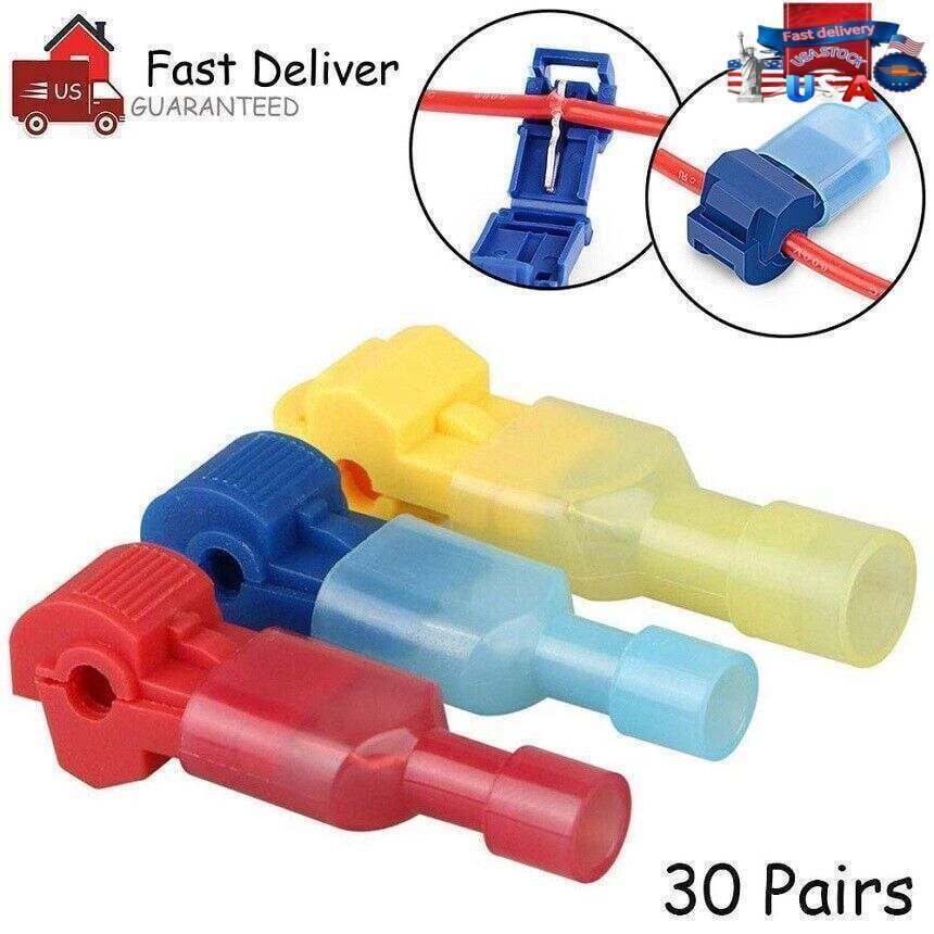60PCS T-Tap Electrical Wire Crimp Terminals Quick Splice Cable ...