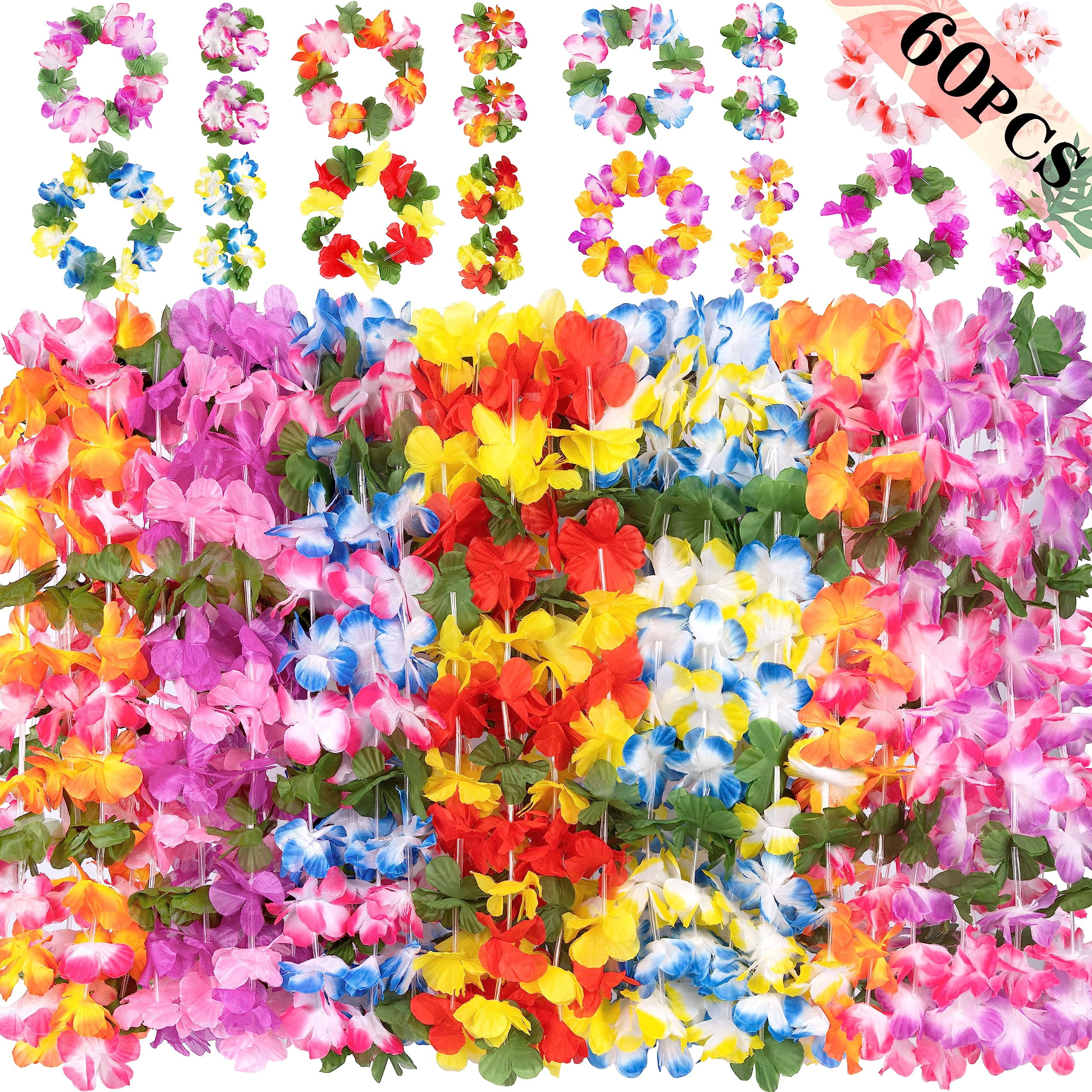 60PCS Tropical Luau Party Accessories Leis Necklaces Bracelets ...