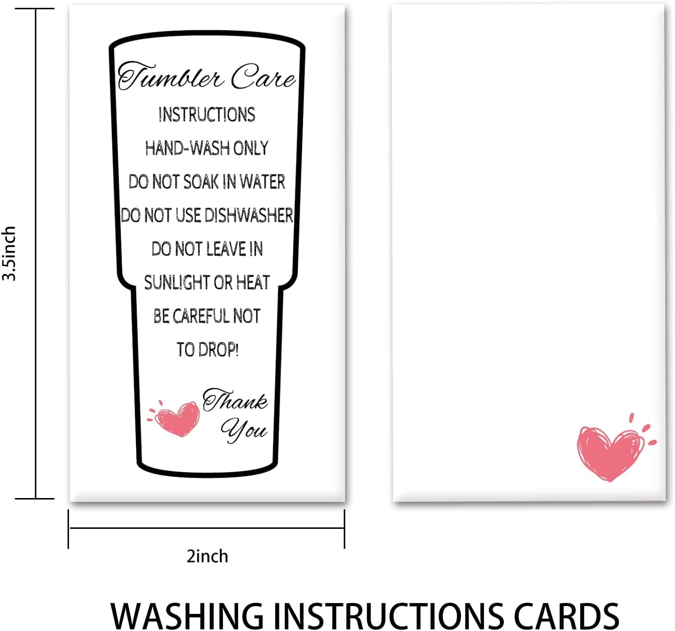 60PCS Tumbler Care Instructions Cards Cup Care Tips Card Cup Washing ...