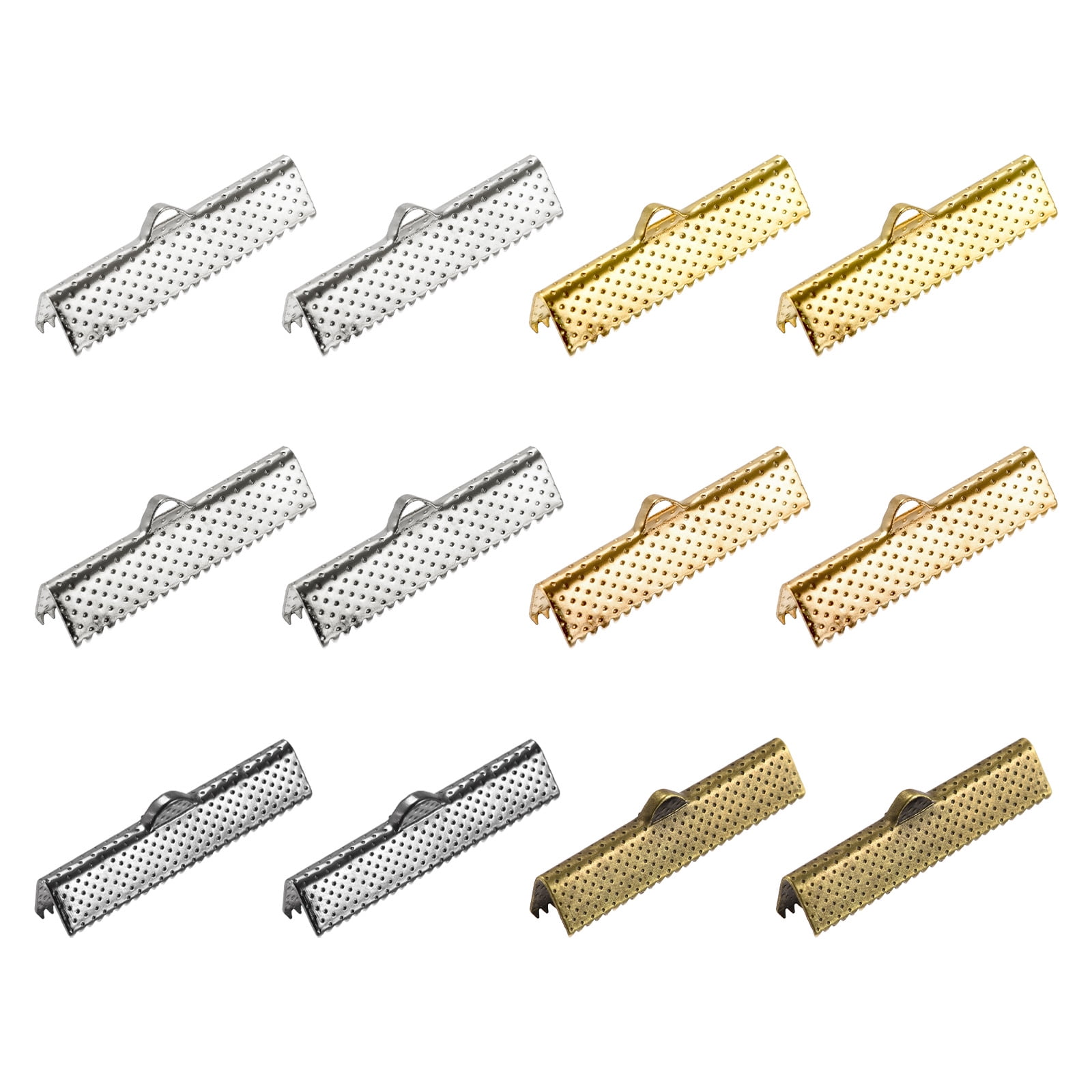60Pack Ribbon Crimp Clamp Ends 30mm Cord End Clasp for DIY Craft 6 ...