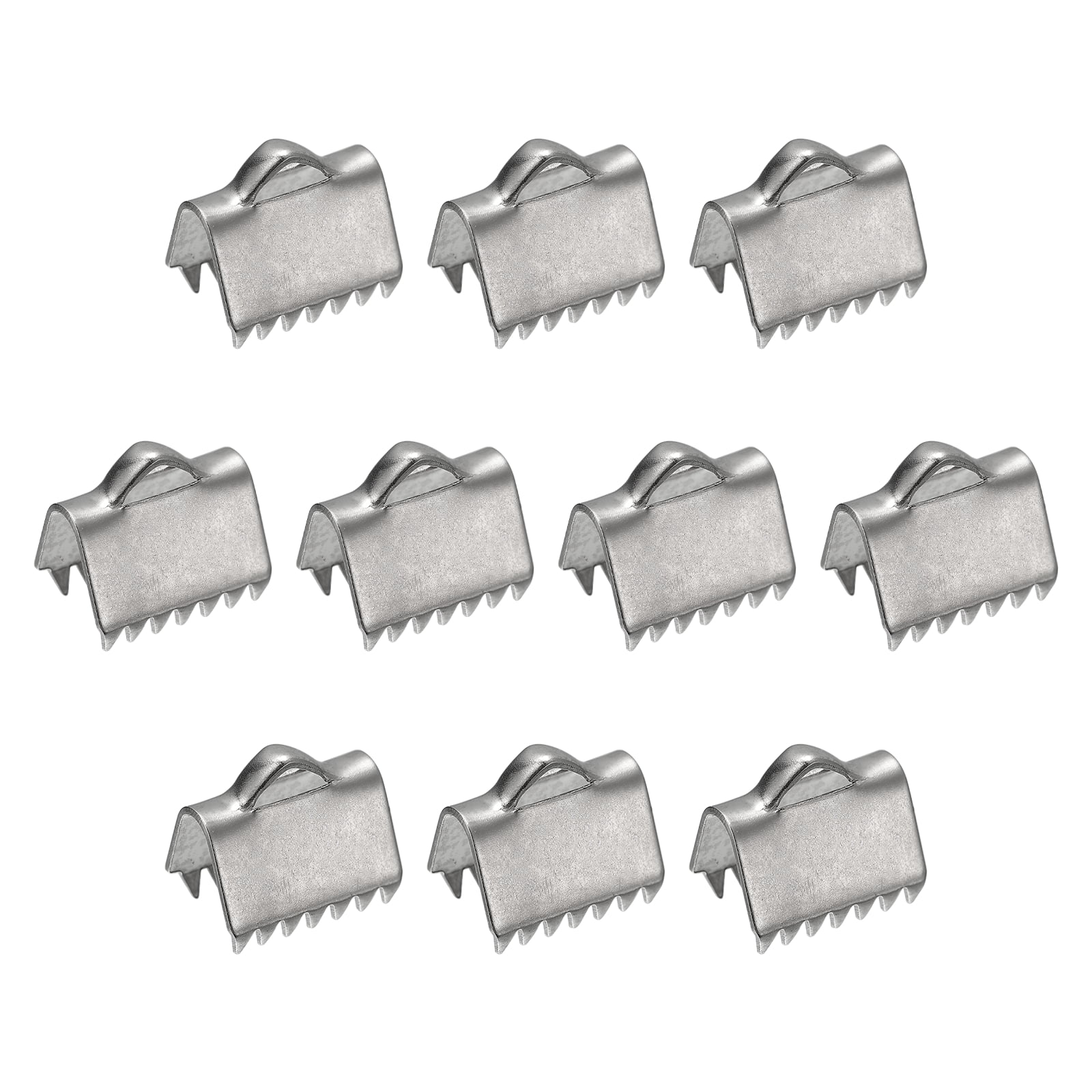 60Pack Ribbon End Crimp Clamps, 10.5mm Smooth Stainless Steel Pinch ...