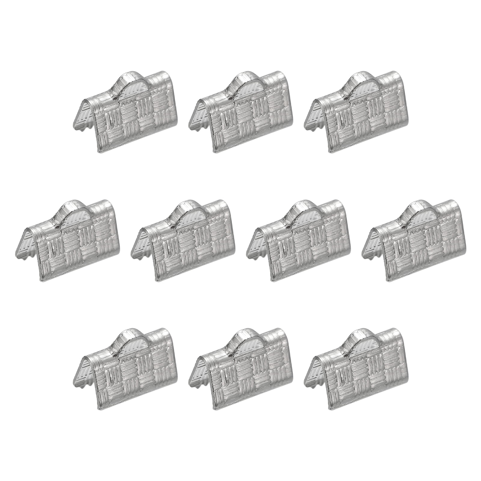 60Pack Ribbon End Crimp Clamps, 10.5mm Stripe Texture Stainless Steel ...