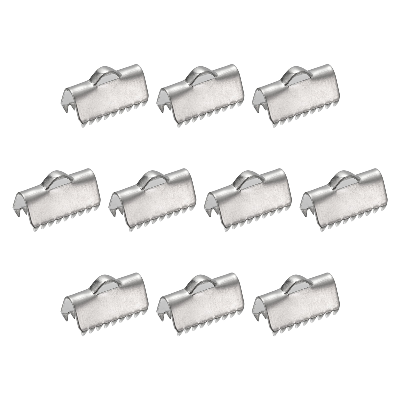 60Pack Ribbon End Crimp Clamps, 13mm Smooth Stainless Steel Pinch Cord ...