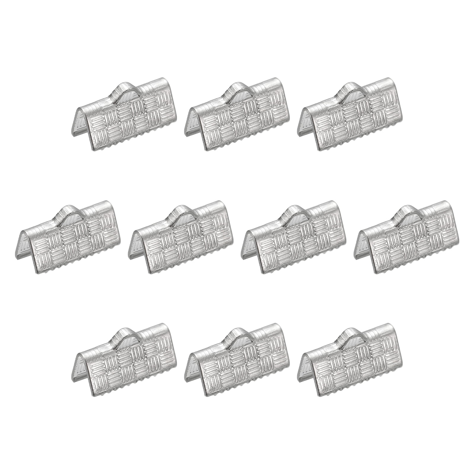 60Pack Ribbon End Crimp Clamps, 13mm Stripe Texture Stainless Steel ...