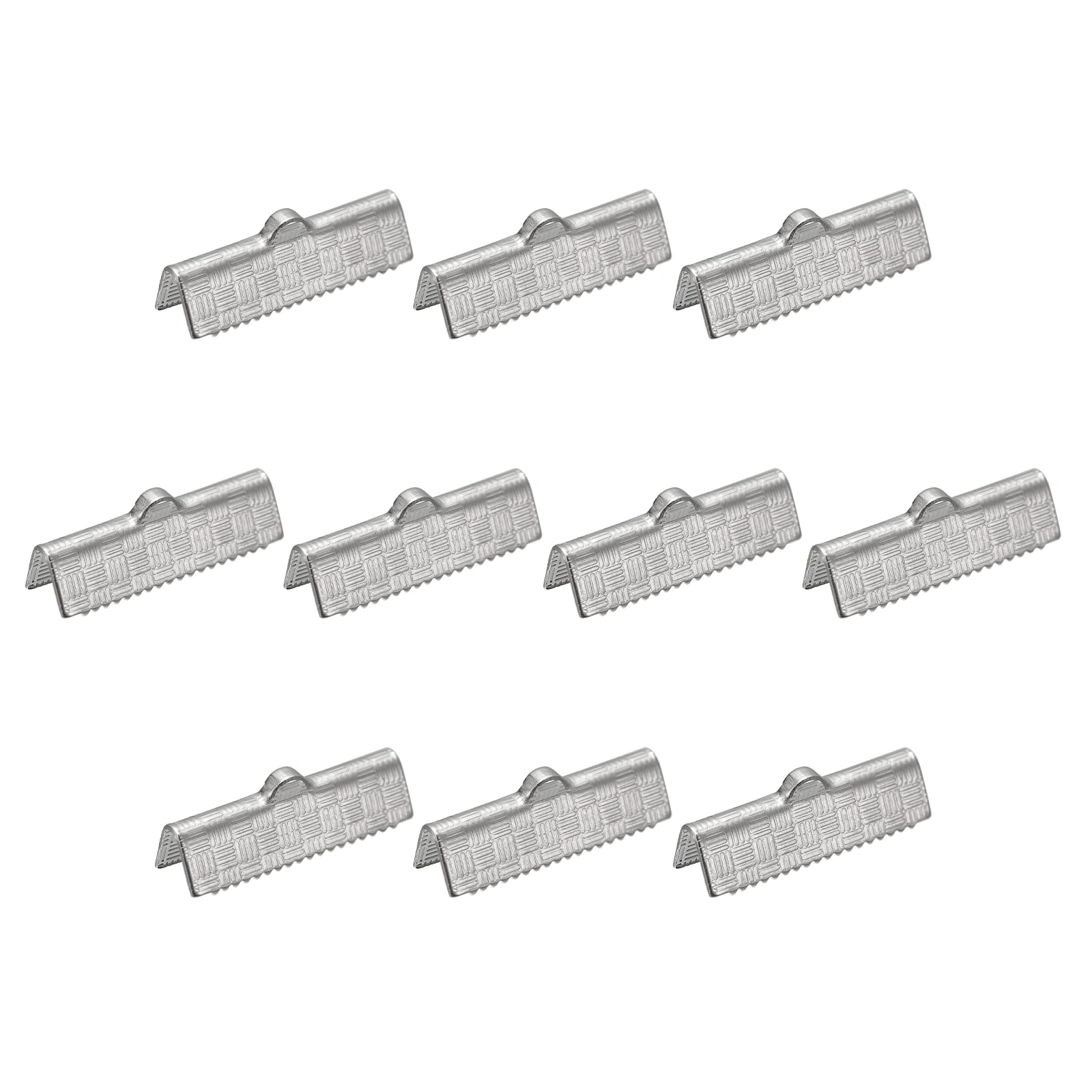 60Pack Ribbon End Crimp Clamps, 20mm Stripe Texture Stainless Steel ...