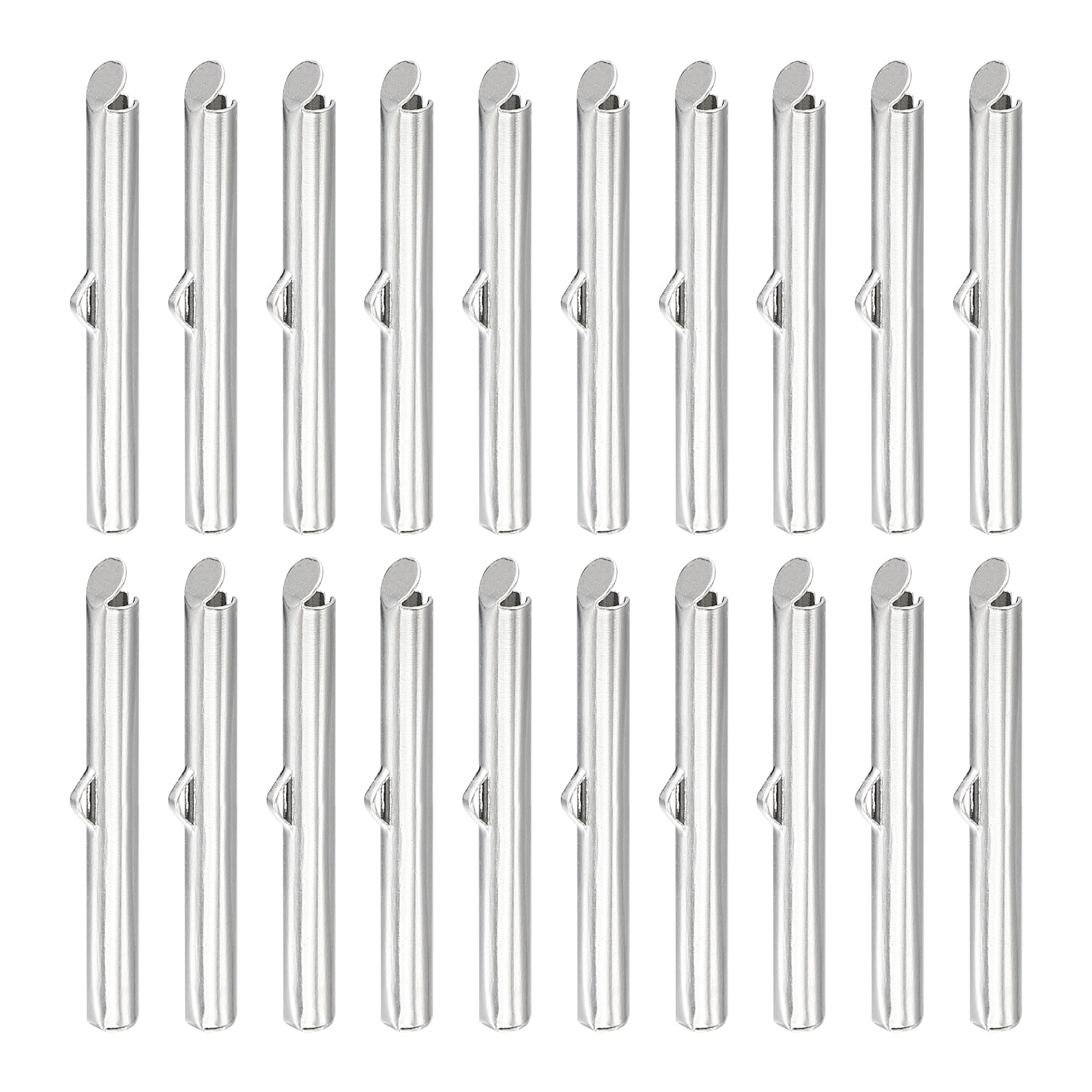60Pack Slide on End Clasps, 35mm Tube Ball Bead Slider Crimp Ends ...