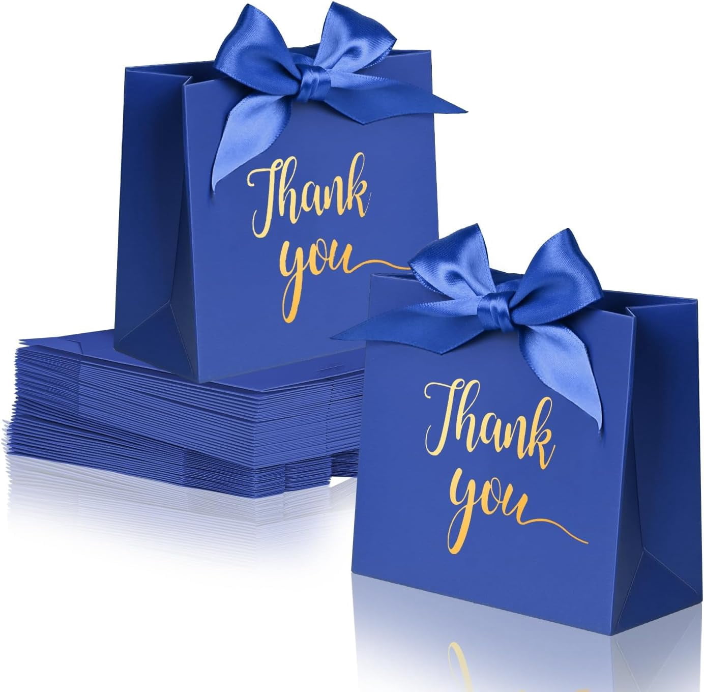60Pack Small Thank You Gift Bags, 4.5x1.8x3.9 Inches Blue Mini Paper ...