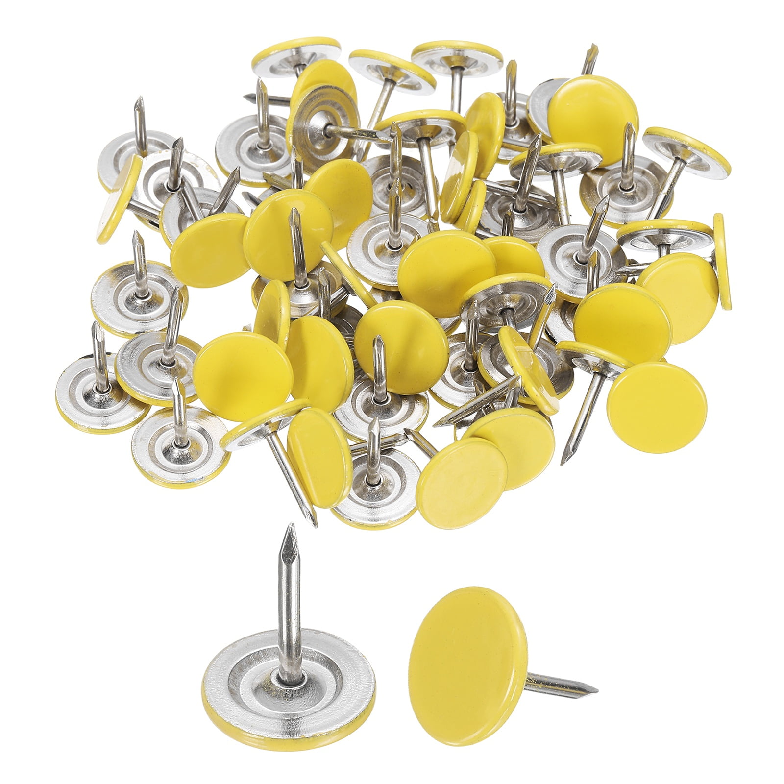 60Pack Upholstery Tacks, 11mmx13mm Flat Head Thumb Tack, Yellow ...