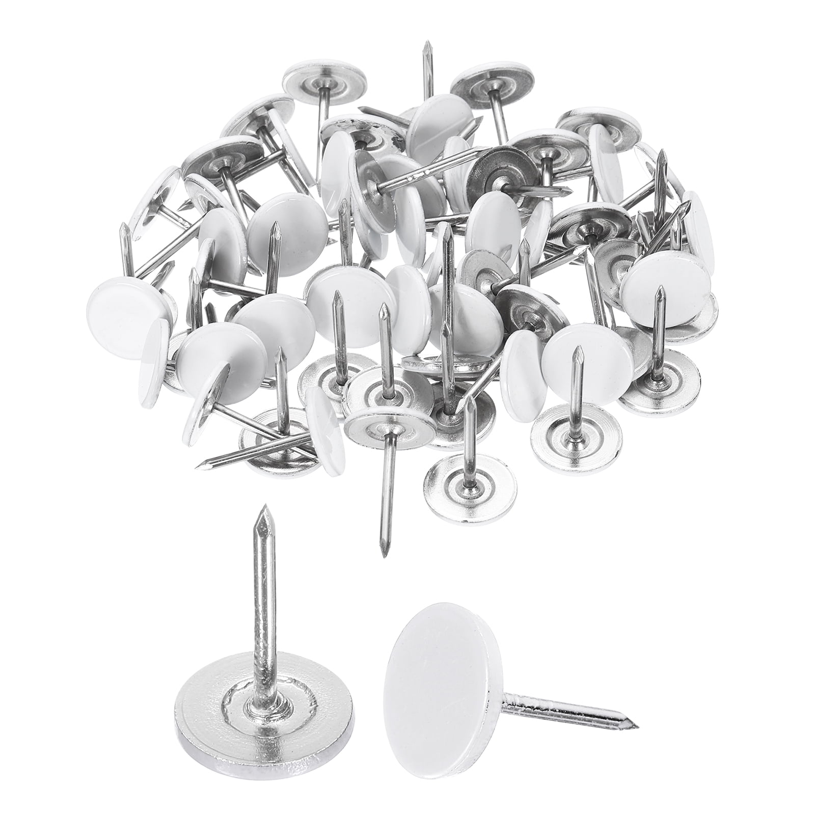 60Pack Upholstery Tacks, 11mmx17mm Flat Head Thumb Tack, White ...
