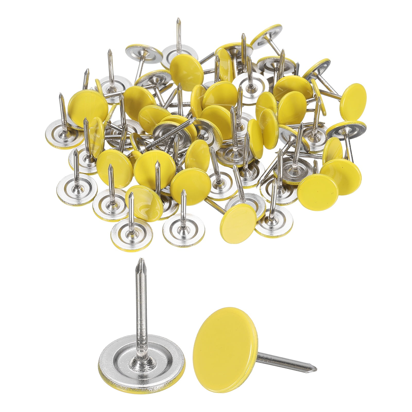 60Pack Upholstery Tacks, 11mmx17mm Flat Head Thumb Tack, Yellow ...