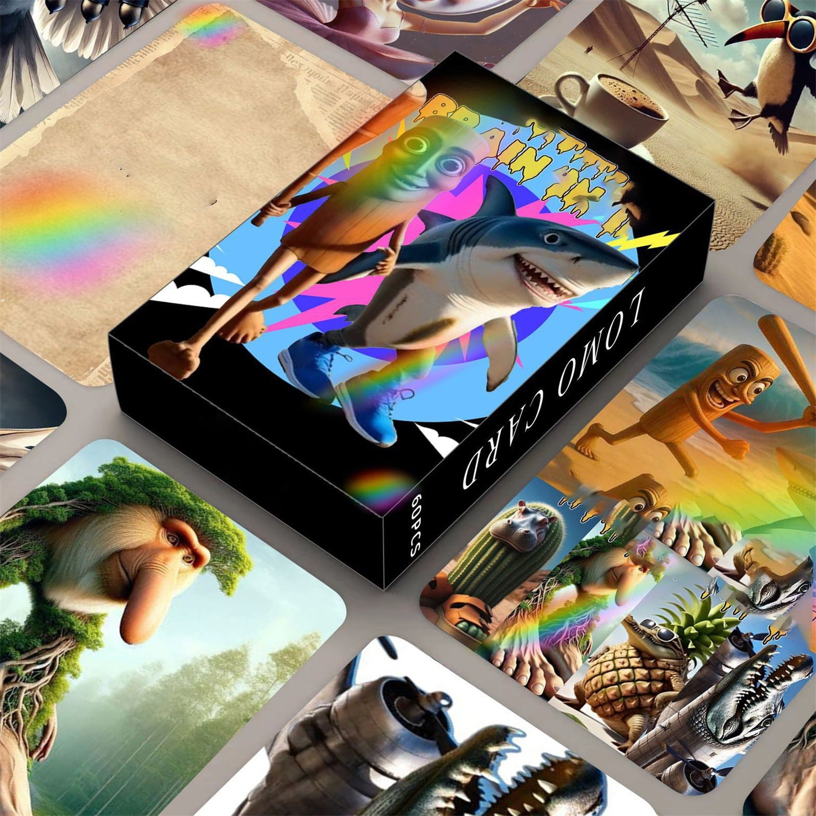 60Pc Italian Brainrot Rot Cards Collection, Tralalero Tralala and Tung ...