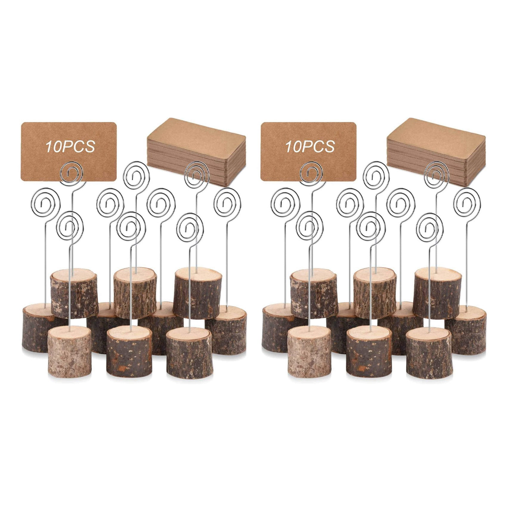 60Pc Wood Place Card Holders with Swirl Wire Place Cards Rustic Wood ...