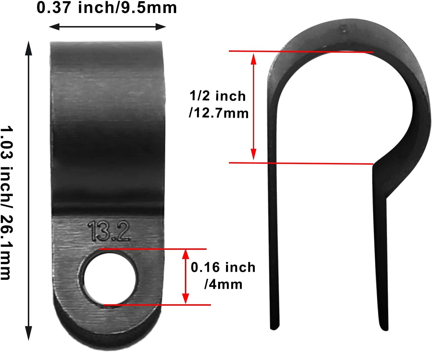 60Pcs 1/2 Inch Nylon Cable Clamps, R-Type Wire Cable Clips With M4 ...