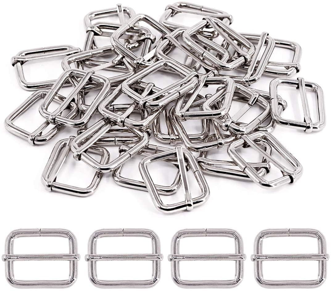 60Pcs 1 Inch / 25mm Sliver Heavy Duty Metal Rings Metal Rectangle ...